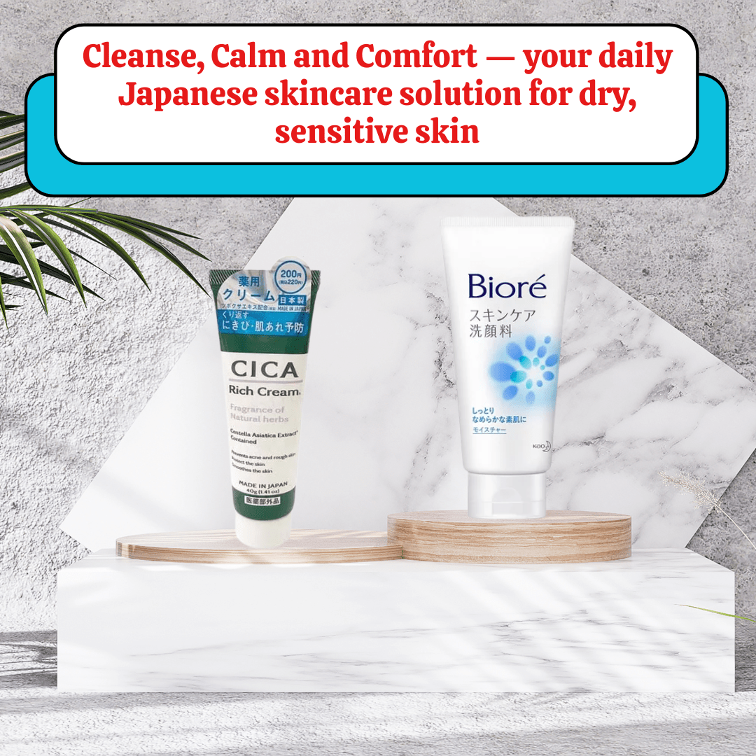 Dry & Sensitive Skin Combo – Gentle Cleanser & Soothing Cream for Deep ...
